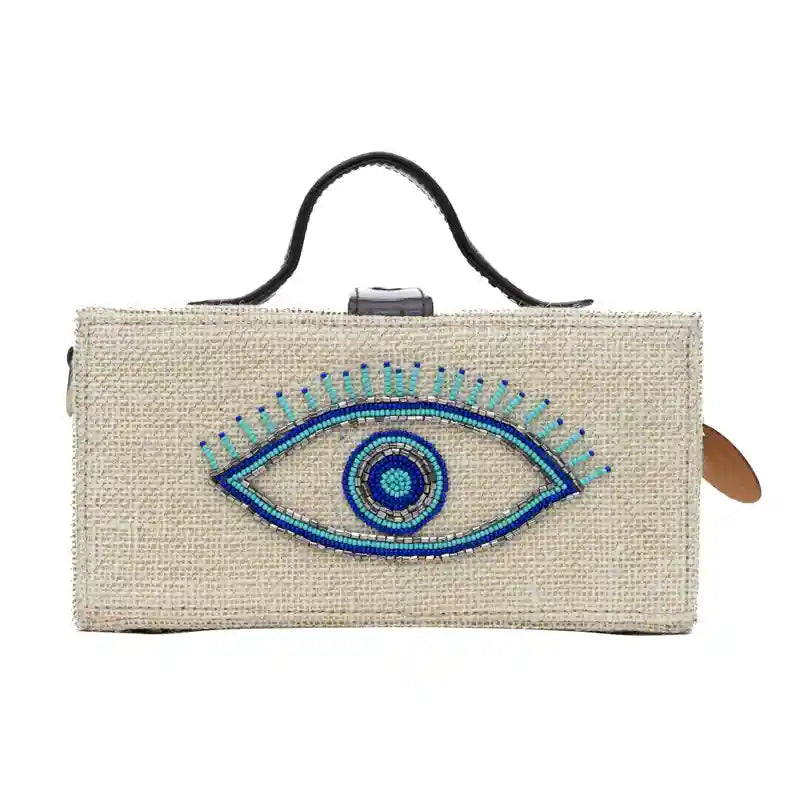 Evil eye hand embroidered jute clutch bag – GoneCase