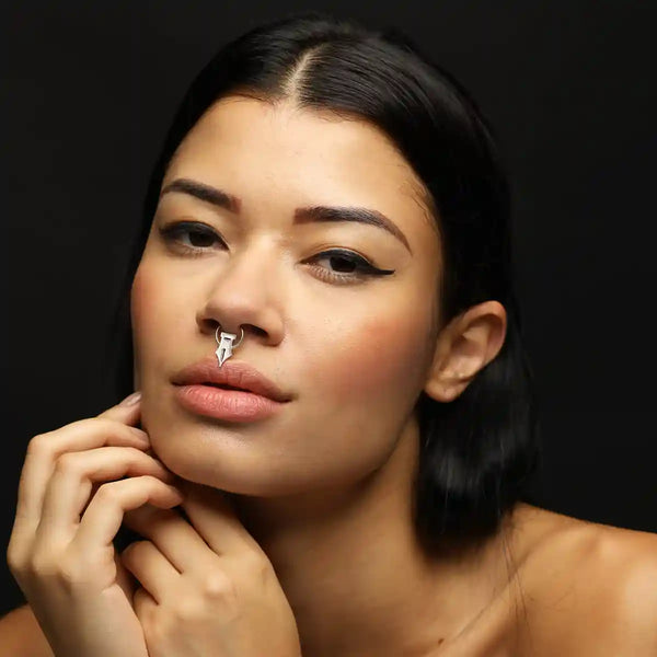Shayaar Handcrafted Sterling Silver Septum Nose Pin